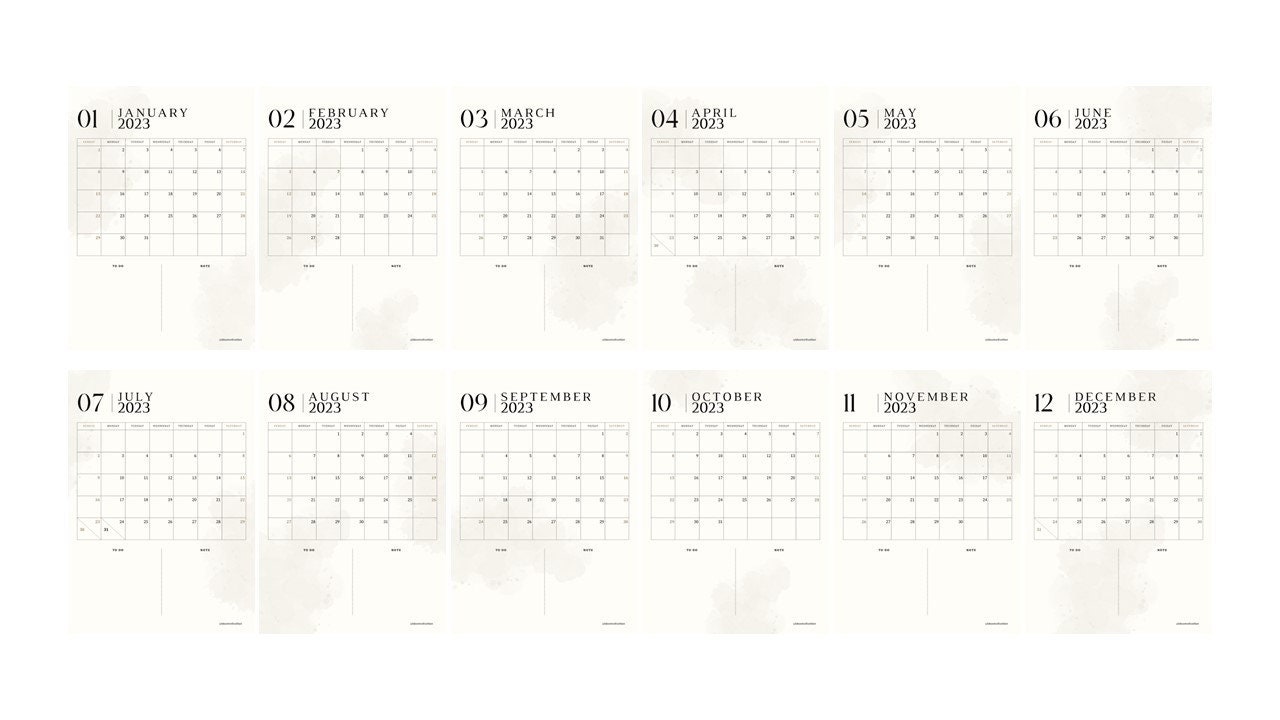2023 Calendar Printable, Digital Monthly Planner, Minimalist Calendar ...