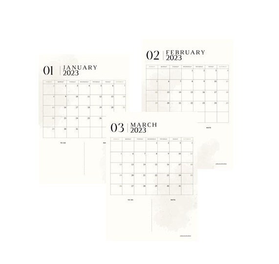 2023 Calendar Printable, Digital Monthly Planner, Minimalist Calendar ...