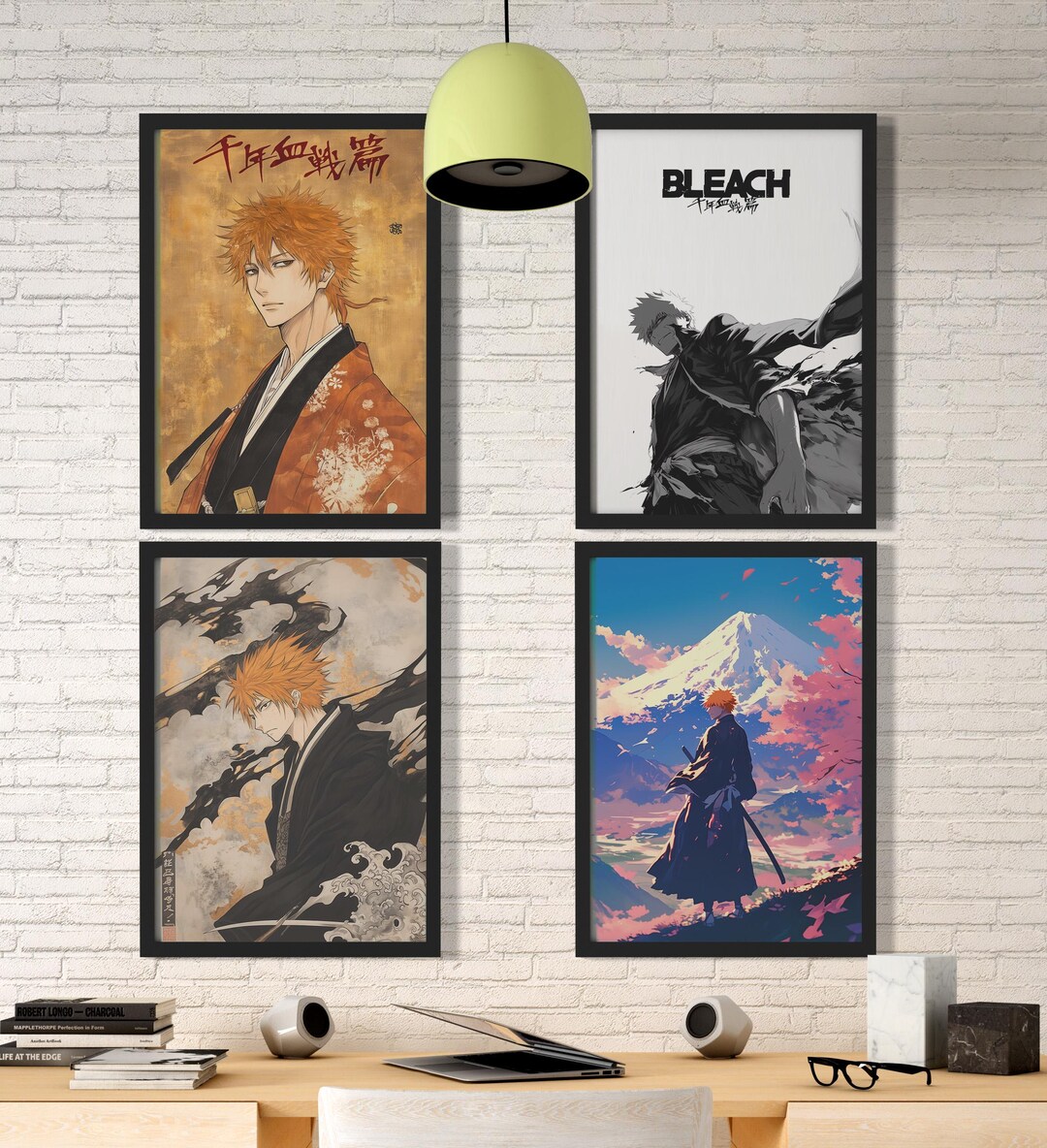 Bleach 4 Posters on the Theme of Ichigo Kurosaki From the Famous Manga ...