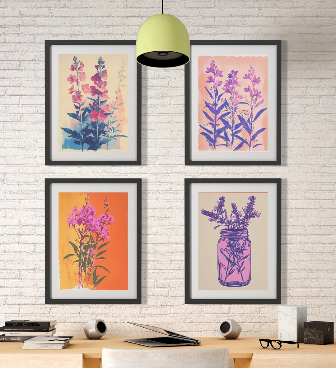 Set of Wildflower Design Posters Fireweed, Wall Art Alaska, Botanical ...