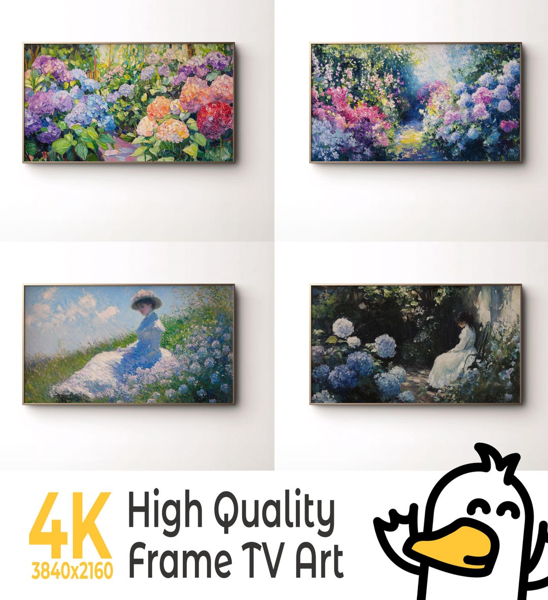 SMART TV Art Hydrangeas and Impressionism, Claude Monet, Floral Art ...