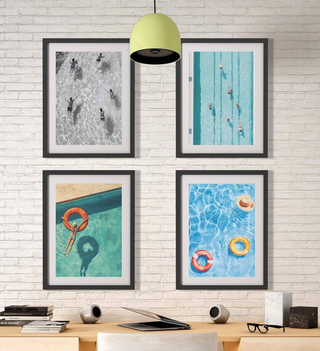 Set of Swimming Pool Posters, Idleness Wall Art, Sun, Swimming Pool ...