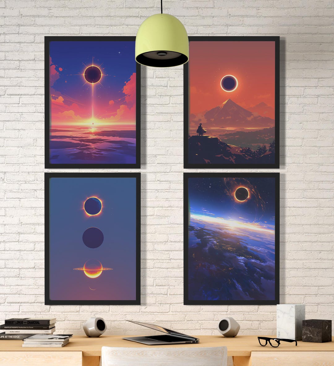 Set of Posters of the Solar Eclipse in a Manga and Comics Style, Space ...