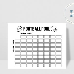 Football Pool Chart 3 Super Bowl or Playoffs Digital Download Print at ...