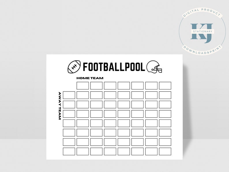 Football Pool Chart 3 Super Bowl or Playoffs Digital Download Print at ...