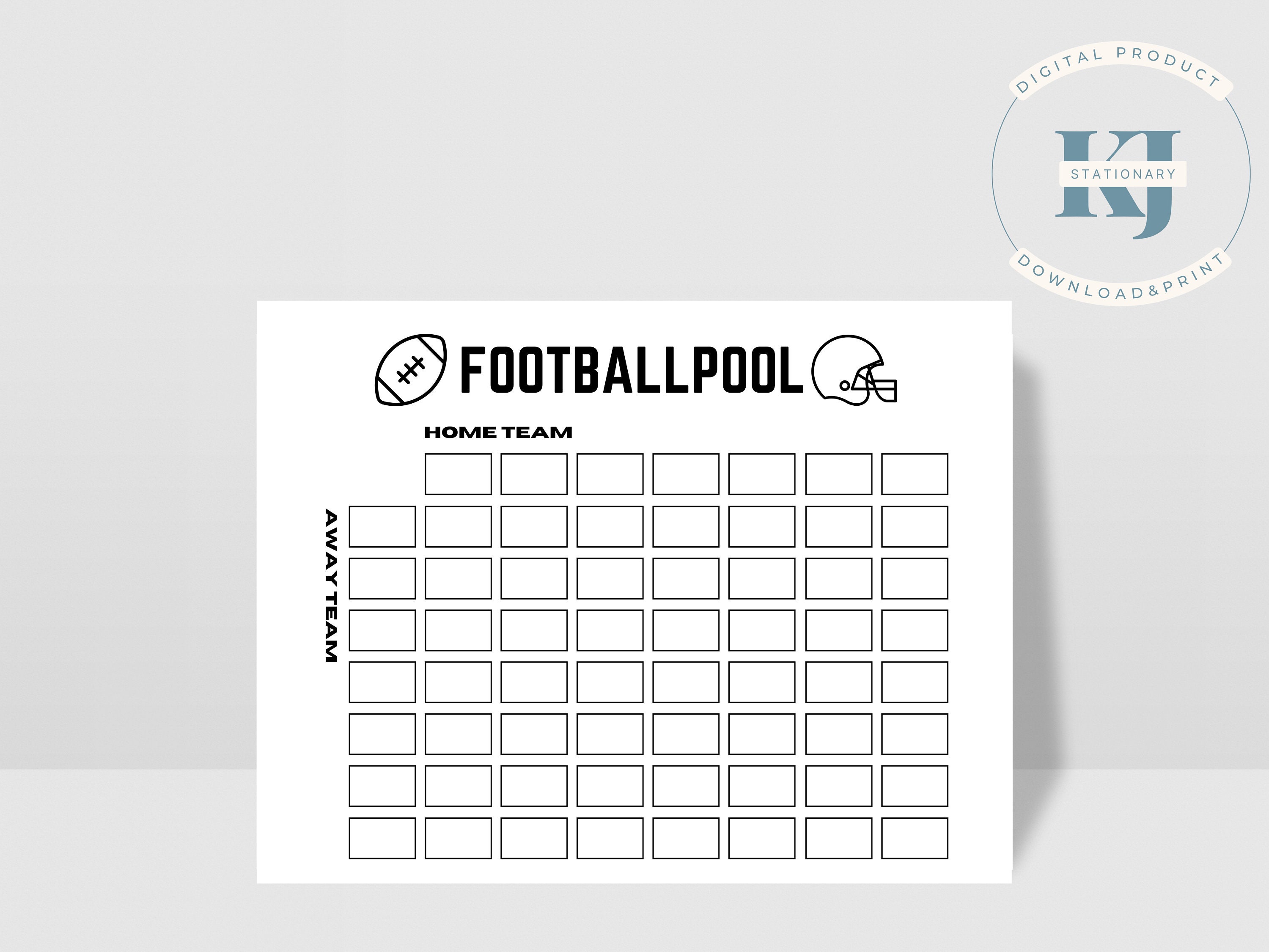Football Pool Chart 3 Super Bowl or Playoffs Digital Download Print at ...