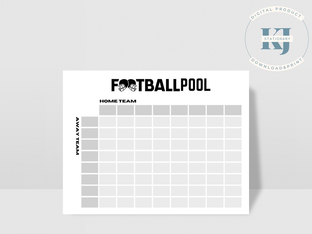 Football Pool Chart 2 Super Bowl or Playoffs Digital Download Print at ...