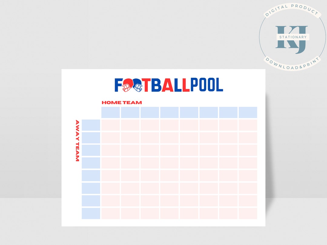 Football Pool Chart 1 Super Bowl or Playoffs Digital Download Print at ...