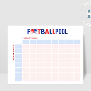 Football Pool Chart 1 Super Bowl or Playoffs Digital Download Print at ...