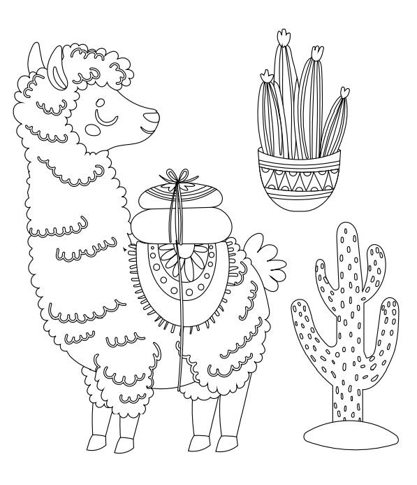 Llama Coloring Pages Digital Download - Etsy