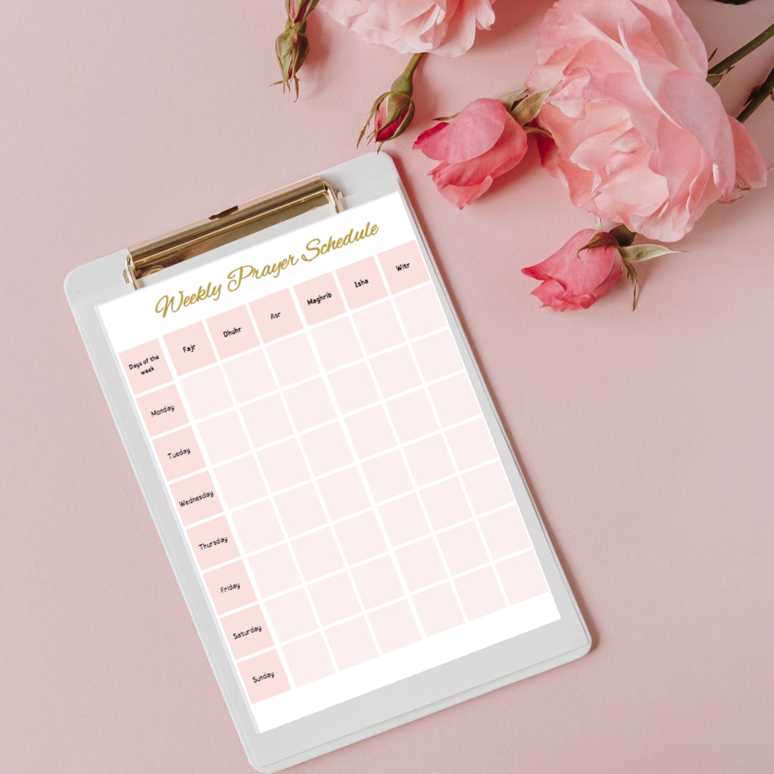 Prayer Checklist, Weekly Prayer Schedule, Islamic Prayer Schedule ...