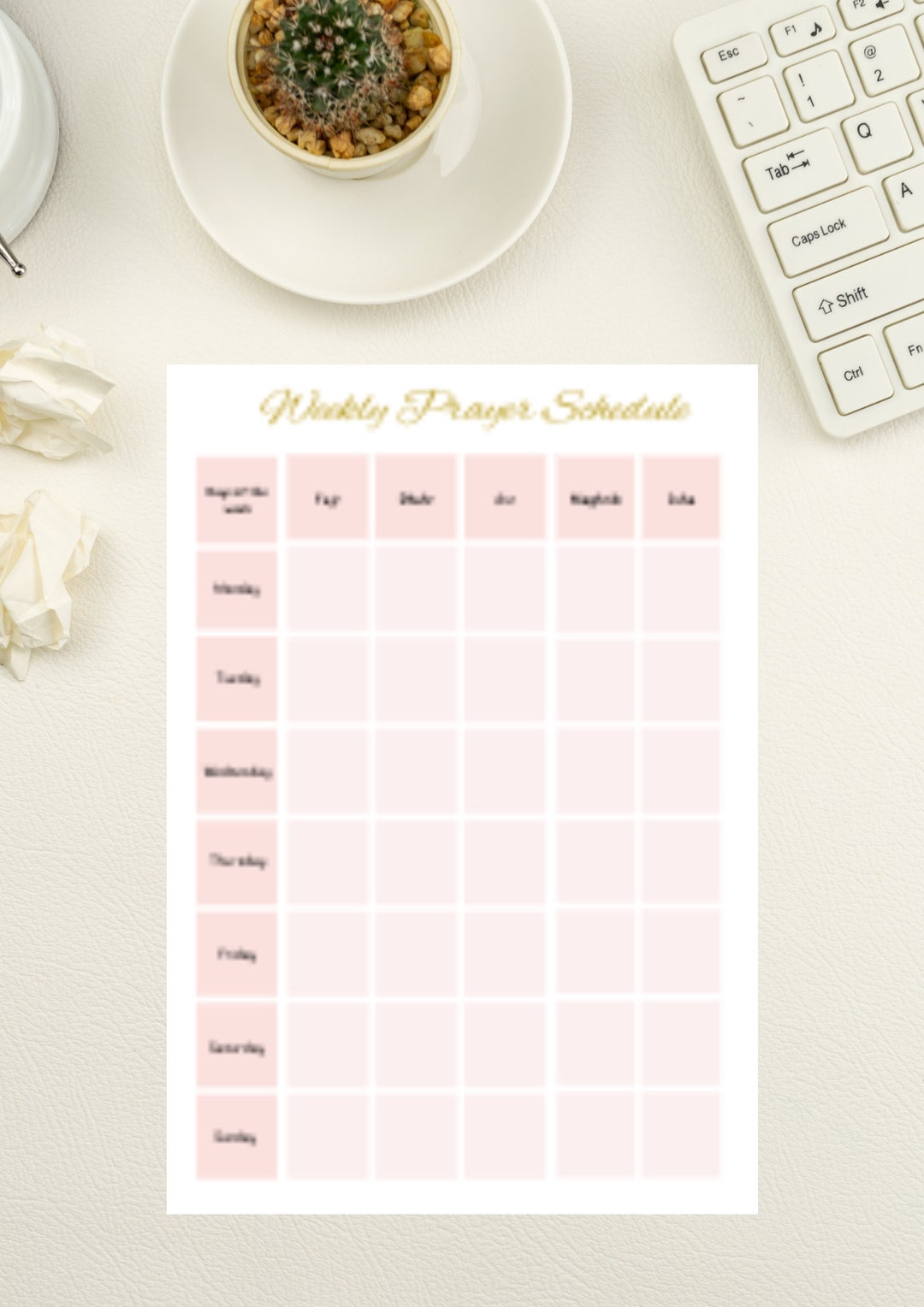Prayer Checklist, Weekly Prayer Schedule, Islamic Prayer Schedule ...