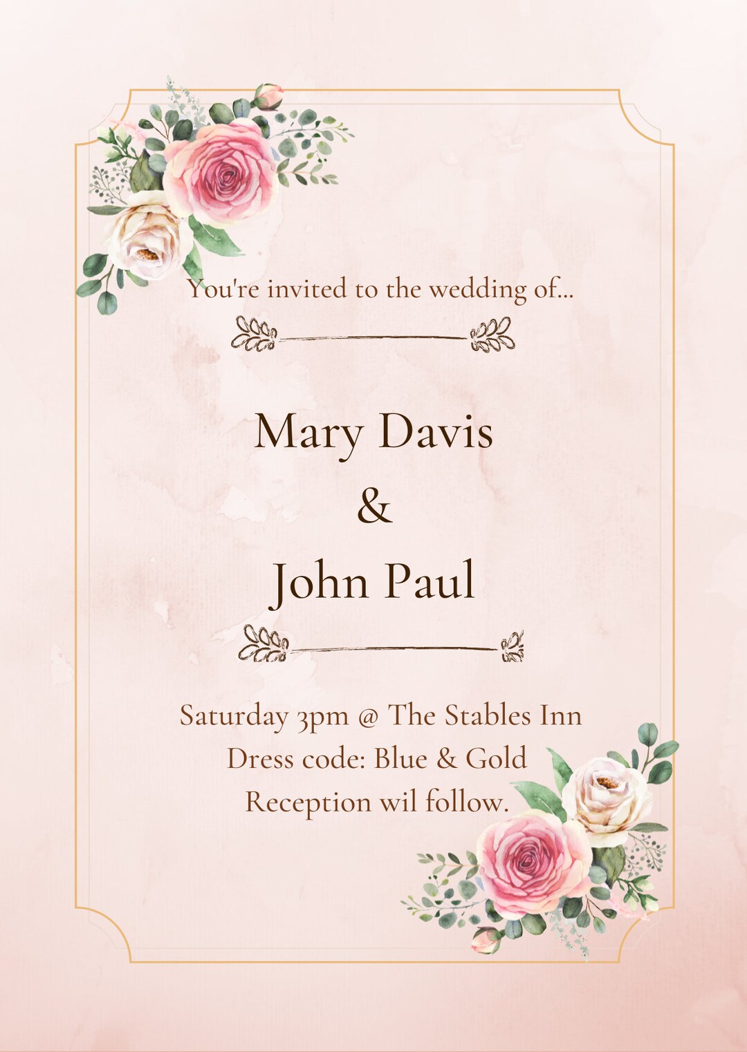 Summer Blush Pink Wedding Invitation QVA3C - Etsy