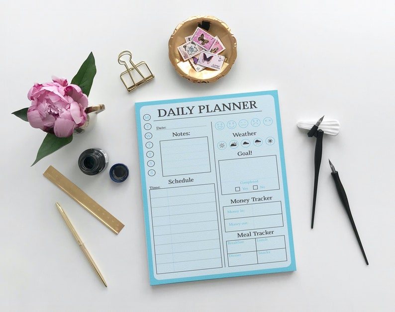 Printable Daily Planner, Blue Daily Planner, to Do List, Instant ...