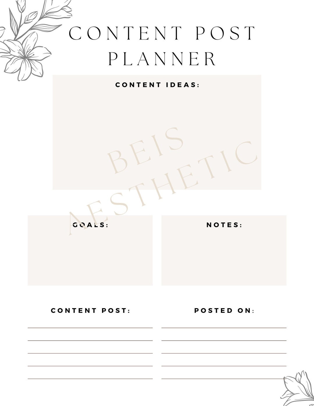 Content Planner Printable, Digital Content Planner, Social Media ...