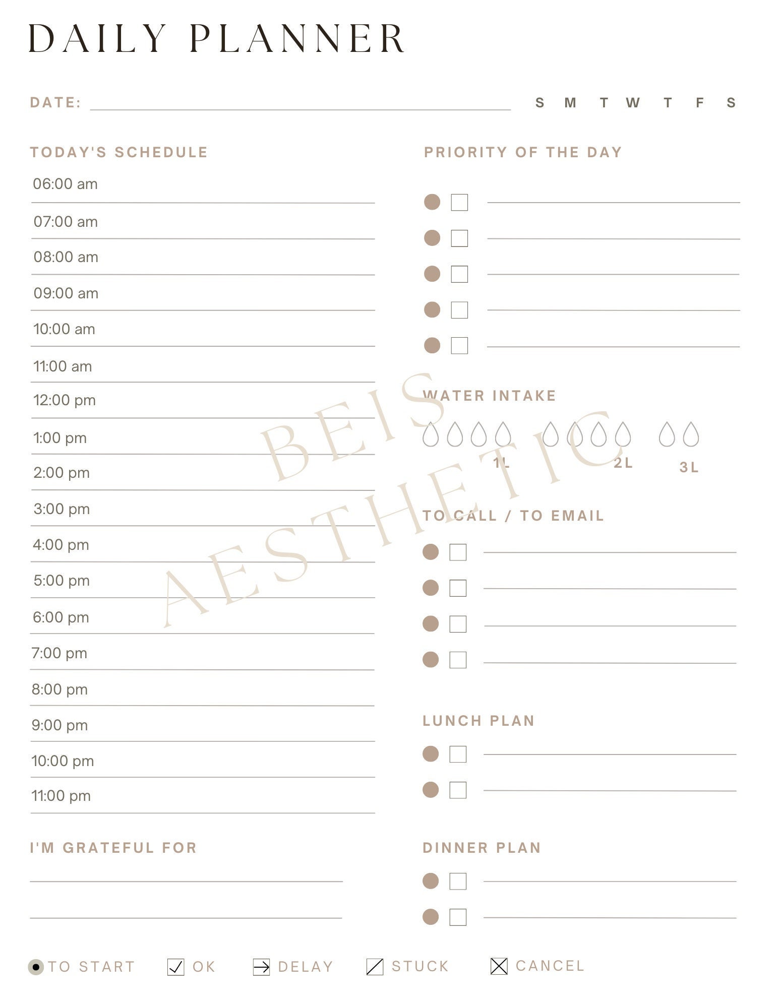 Detailed Daily Planner, Printable Daily Planner, Digital Daily Planner ...