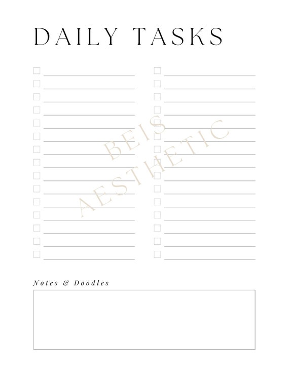 Daily to Do List Printable Printable Task List to Do List - Etsy