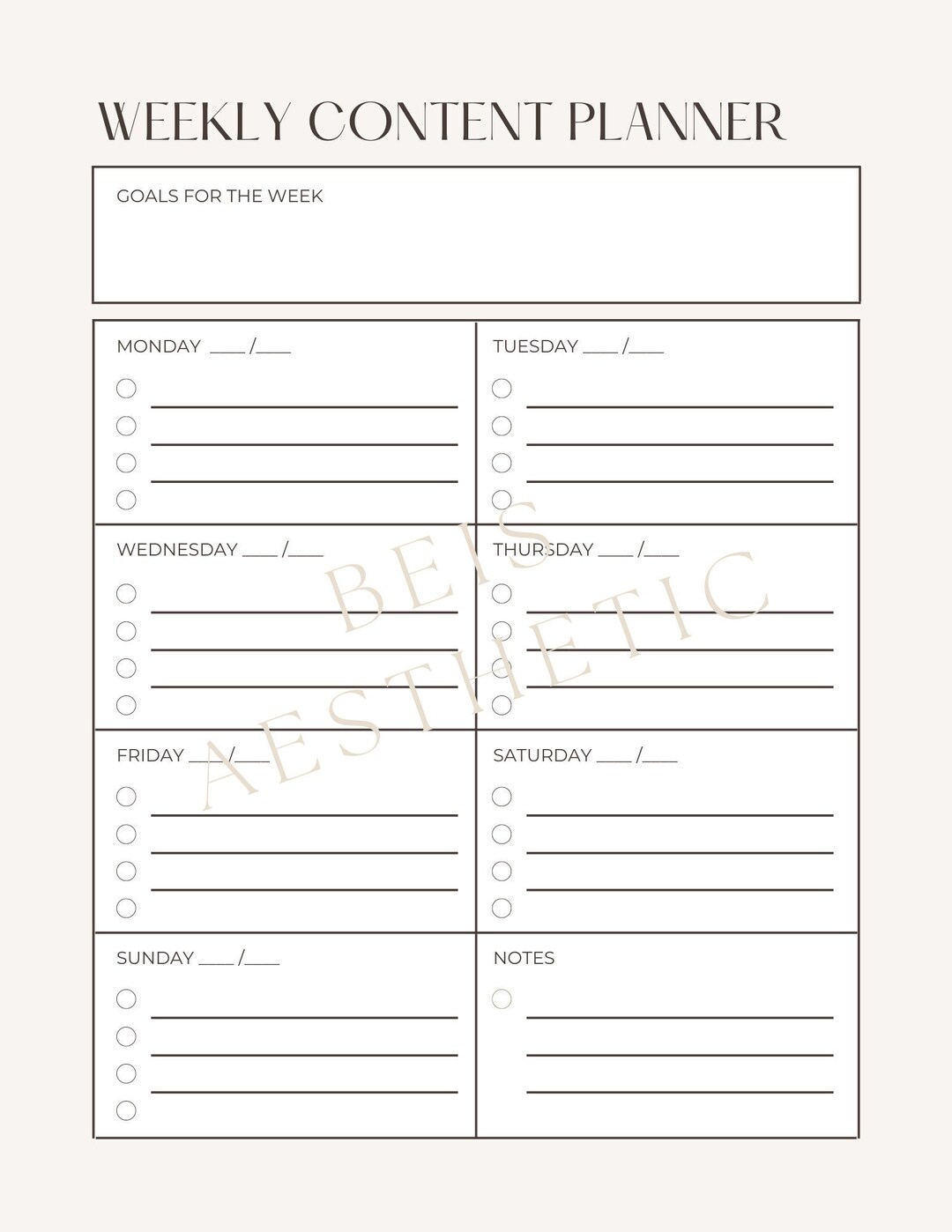 Digital Content Planner, Printable Content Planner, Influencer Content ...