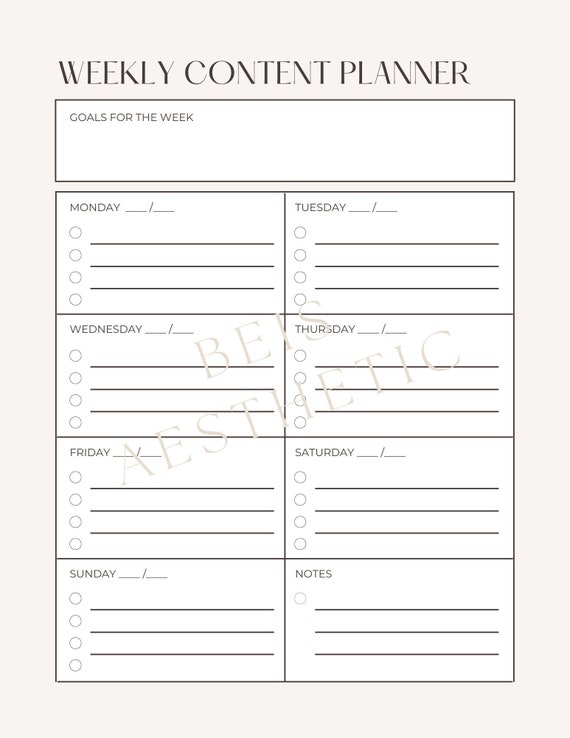 Digital Content Planner Printable Content Planner Influencer - Etsy