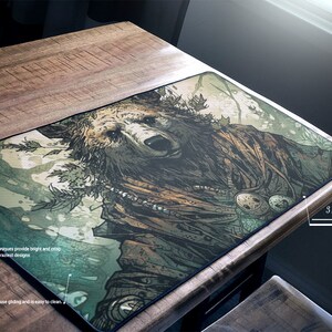 Spirit Bear Deskmat Roaring Earth MTG Forest Sage Bear Deskmat Summon ...