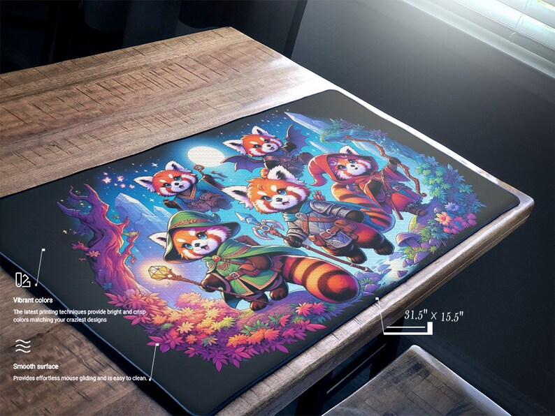 Red Panda Custom Desk Mat Red Panda Gift DND MTG Cosplay Large Gaming ...