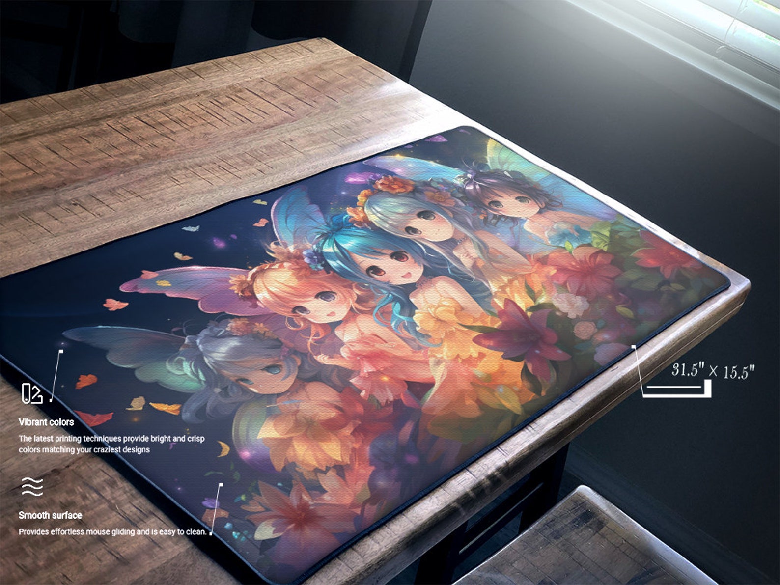 Arch Angel Fairy Desk Mat Mage Gaming Playmat Pixie Faerie Fantasy Gamer Deskpad Girl Gamer ...