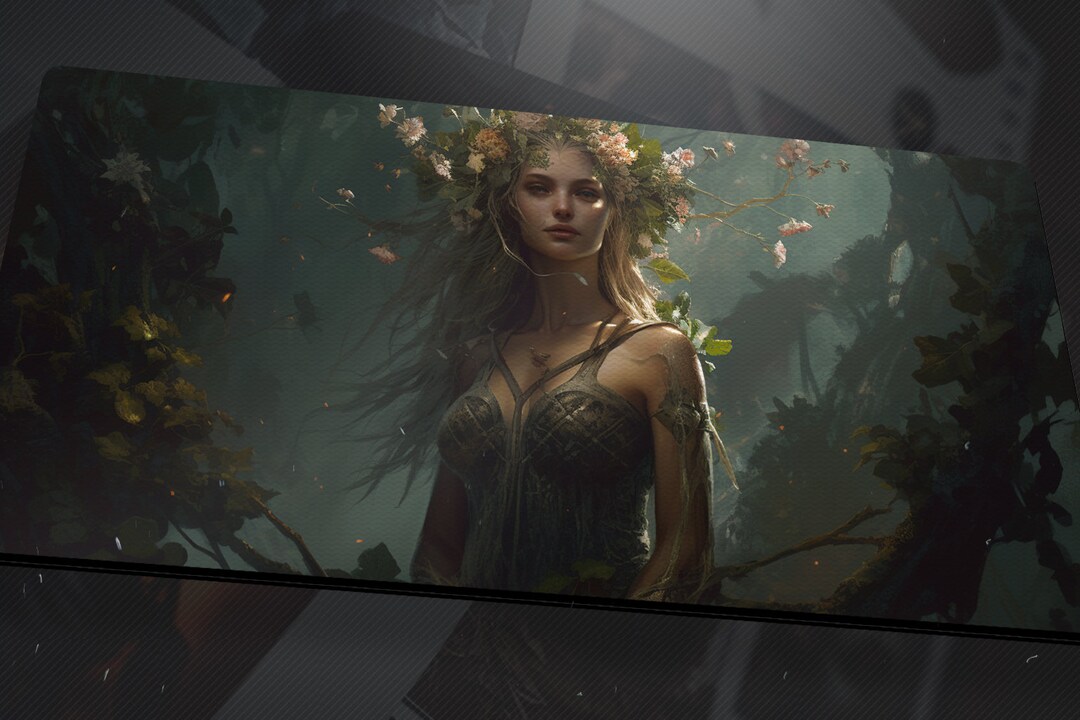 Elf Druid Playmat Magic Zone Playmat Wood Elf XL Desk Mat Auramancy RPG ...