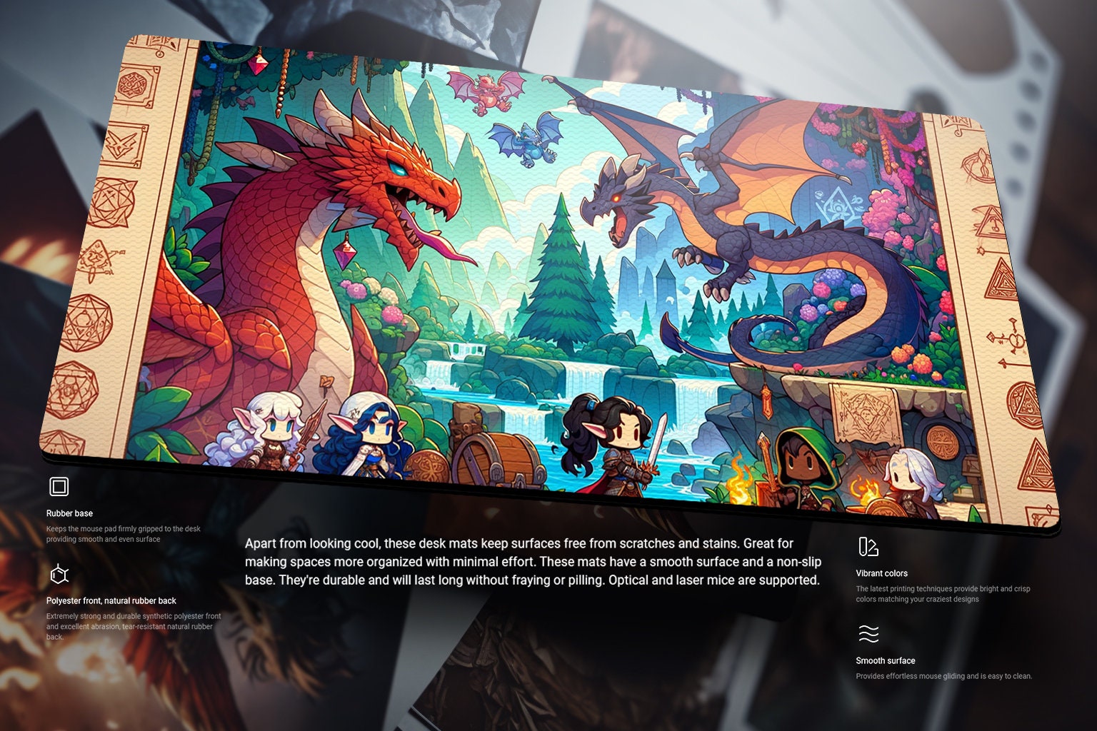 D&D Map Tabletop Gaming Playmat Dnd Custom Characters MTG Playmat ...