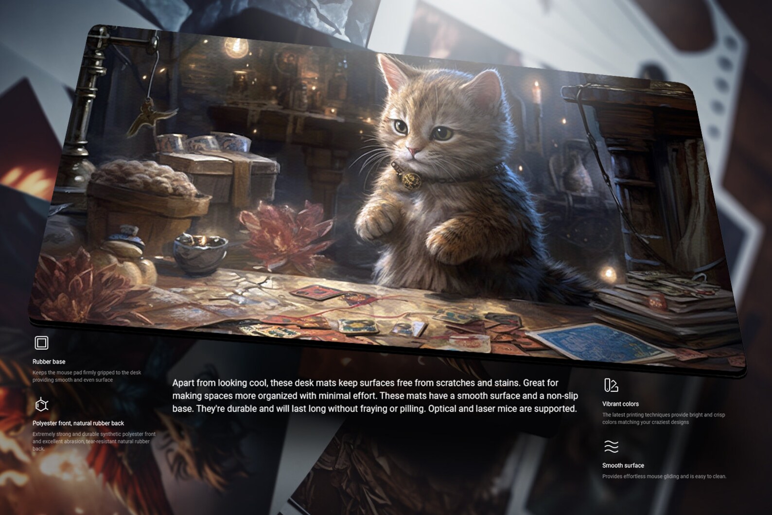 Lotus Cat Playmat Magic Playmat Custom Magic Zone Gaming Desk Mat ...