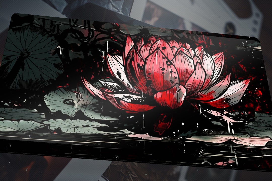 Black Lotus Playmat Lotus Flower Deskmat Mtg Tcg Rpg PTCG Red Ruby ...
