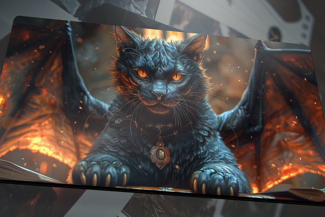 Cat Bat MTG Playmat DND Desk Mat Cat Creature Gaming Deskmat Bat ...