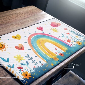 Rainbows and Sunshine Desk Mat Minimalist Flower Mousepad Artist ...