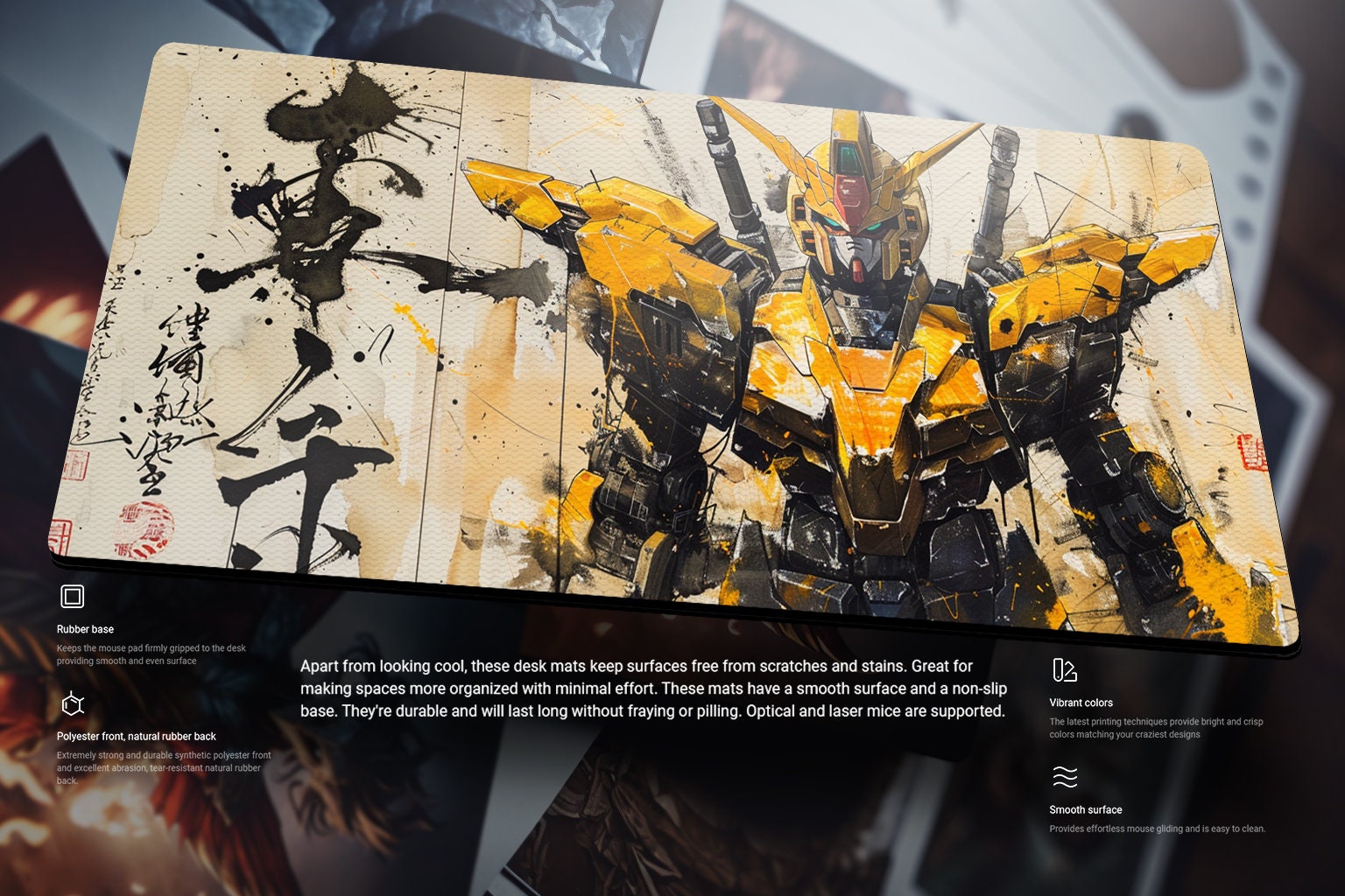 Gundam Style Mech Desk Mat Japanese Anime Gundam Warrior RPG Metal ...