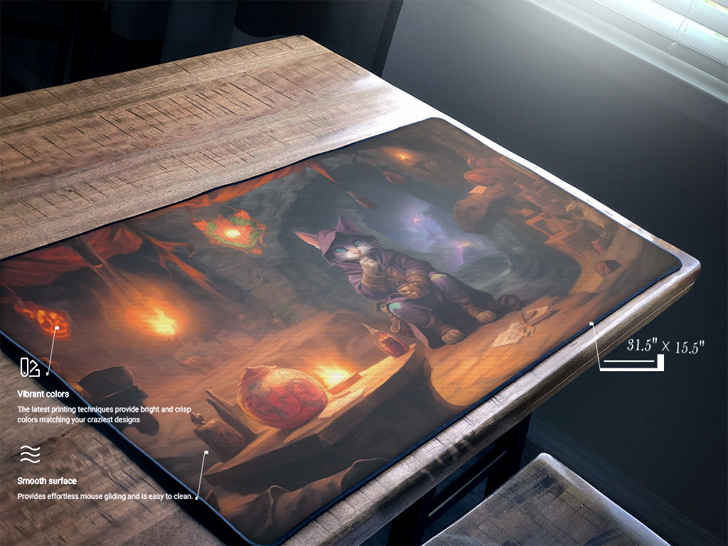 Dungeons or Magic Playmat: Wizard Cat Lair Premium Playmat/Magic Zone ...