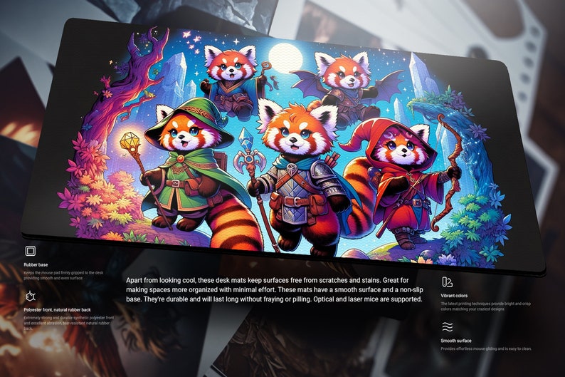 Red Panda Custom Desk Mat Red Panda Gift DND MTG Cosplay Large Gaming ...