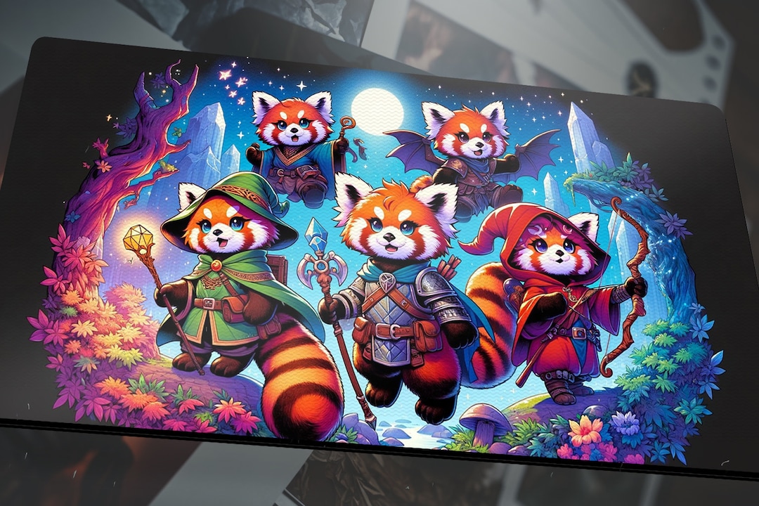 Red Panda Custom Desk Mat Red Panda Gift DND MTG Cosplay Large Gaming ...