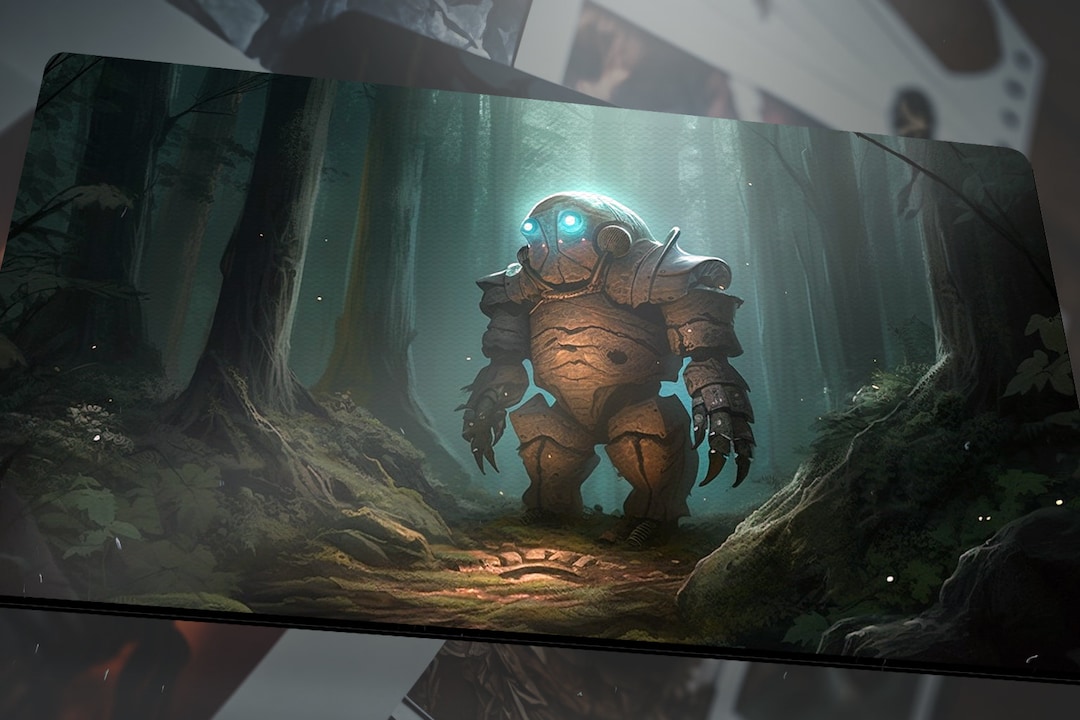Stone Golem Guardian Desk Mat Fantasy Gaming Playmat Large MTG Playmat ...