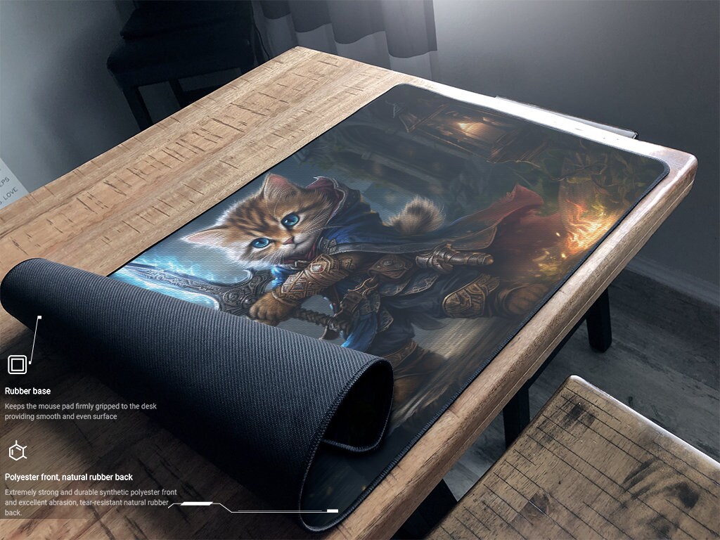 Commander Paladin Cat Soldier MTG Playmat/cat Lover Desk Mat/cute Cat ...