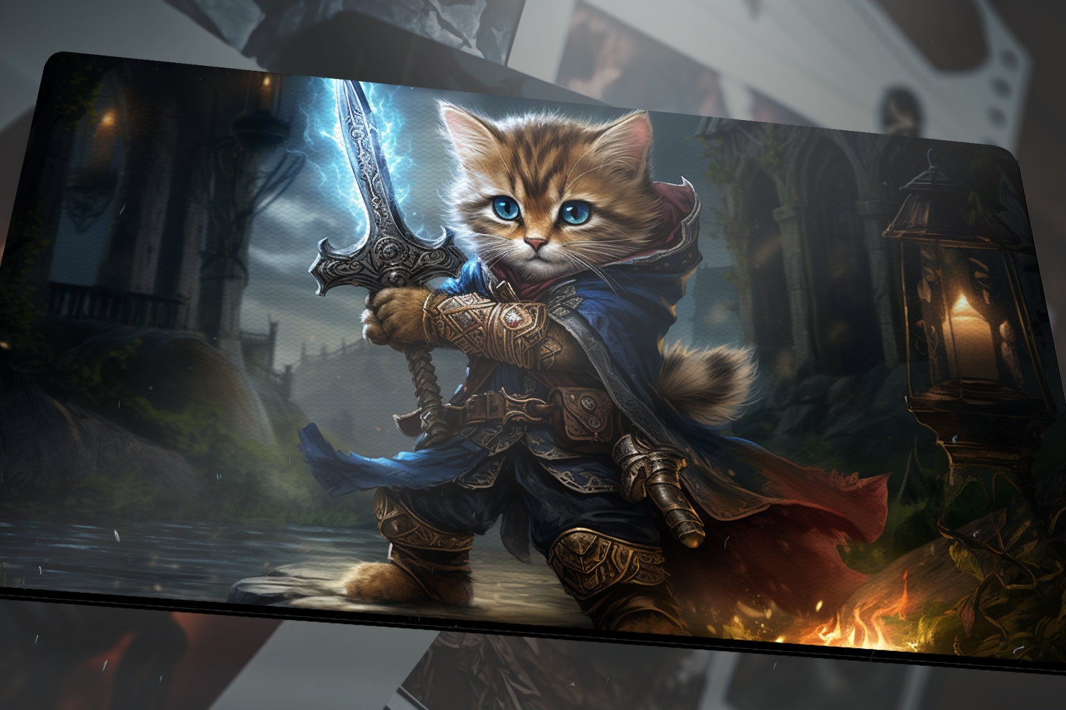 Commander Paladin Cat Soldier MTG Playmat/cat Lover Desk Mat/cute Cat ...