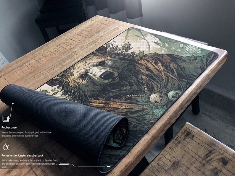 Spirit Bear Deskmat Roaring Earth MTG Forest Sage Bear Deskmat Summon ...