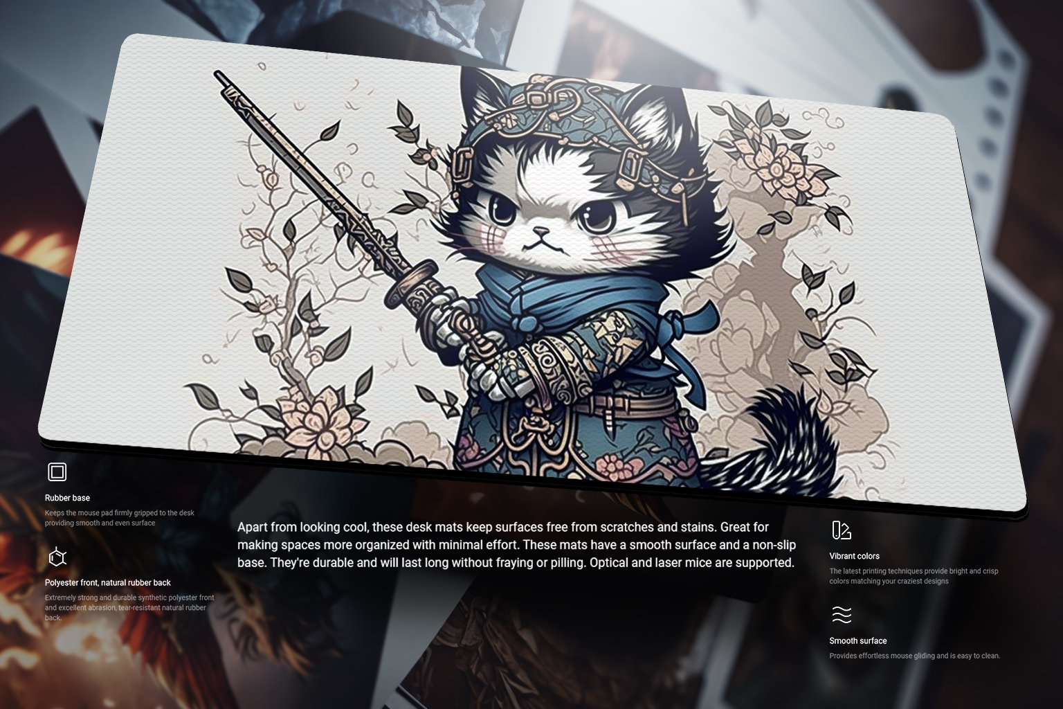 Cute Kitten Deskmat Furociously Adorable Paladin Cat Knight Playmat ...