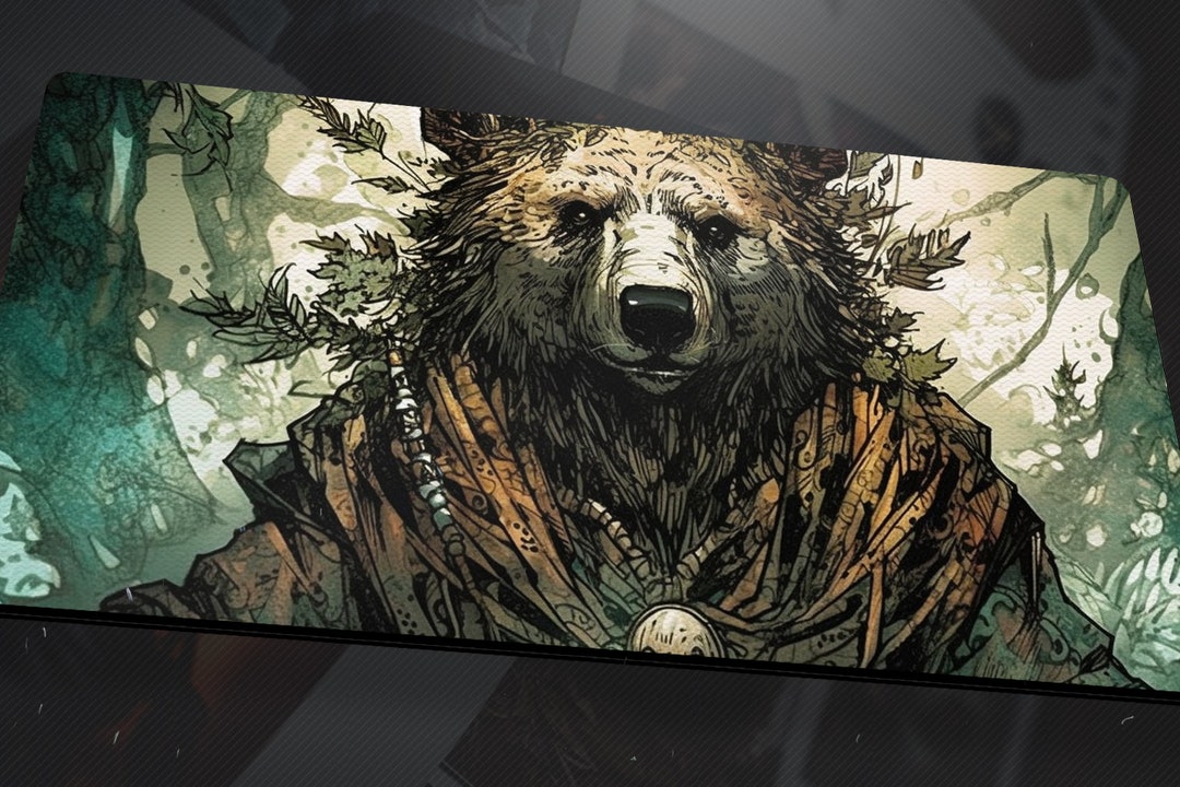 Spirit Bear Deskmat Roaring Earth MTG Forest Sage Bear Deskmat Summon ...