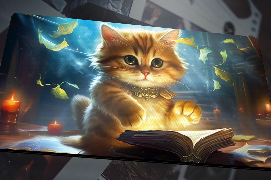 Cat Playmat Kitty Cat Gaming Deskmat Kitten Playmat Cute Cat Desk Mat ...