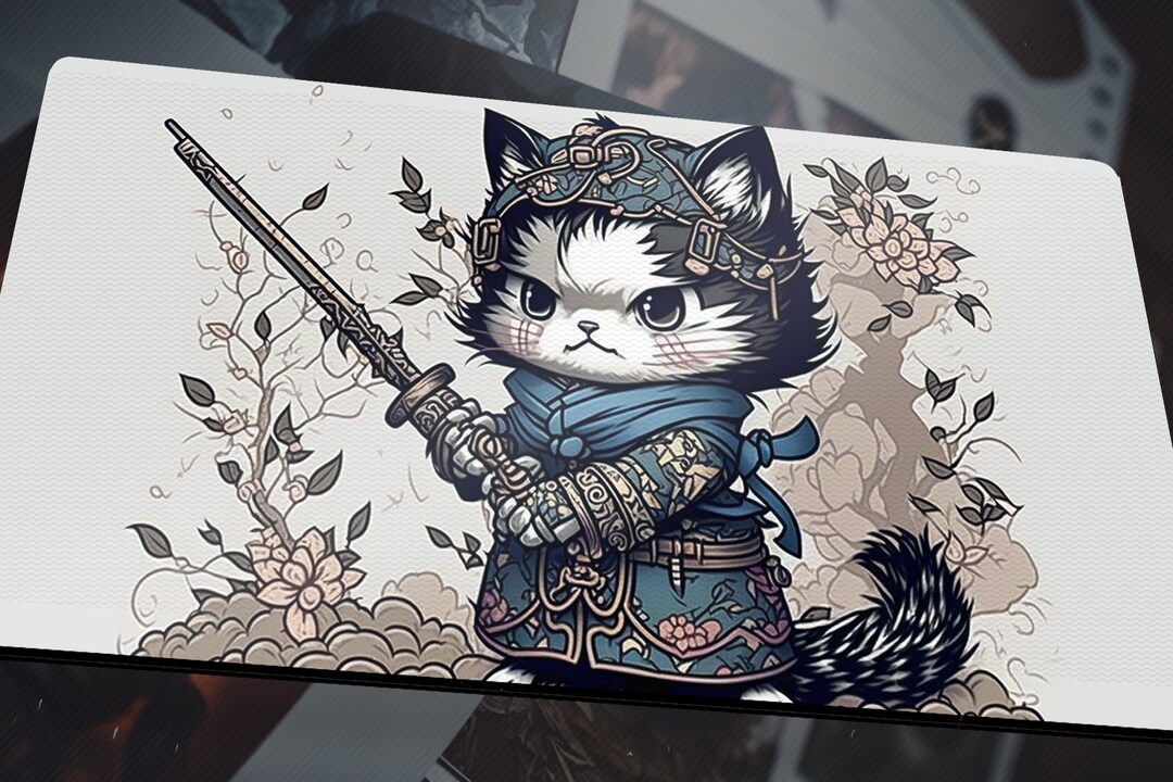 Cute Kitten Deskmat Furociously Adorable Paladin Cat Knight Playmat ...