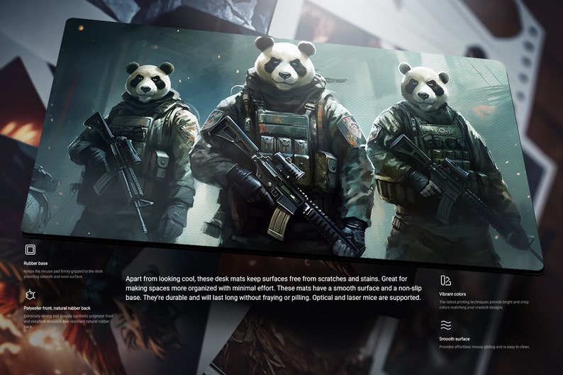 Tactical Panda Special Forces Gaming Mat Special Ops Panda Desk Mat ...