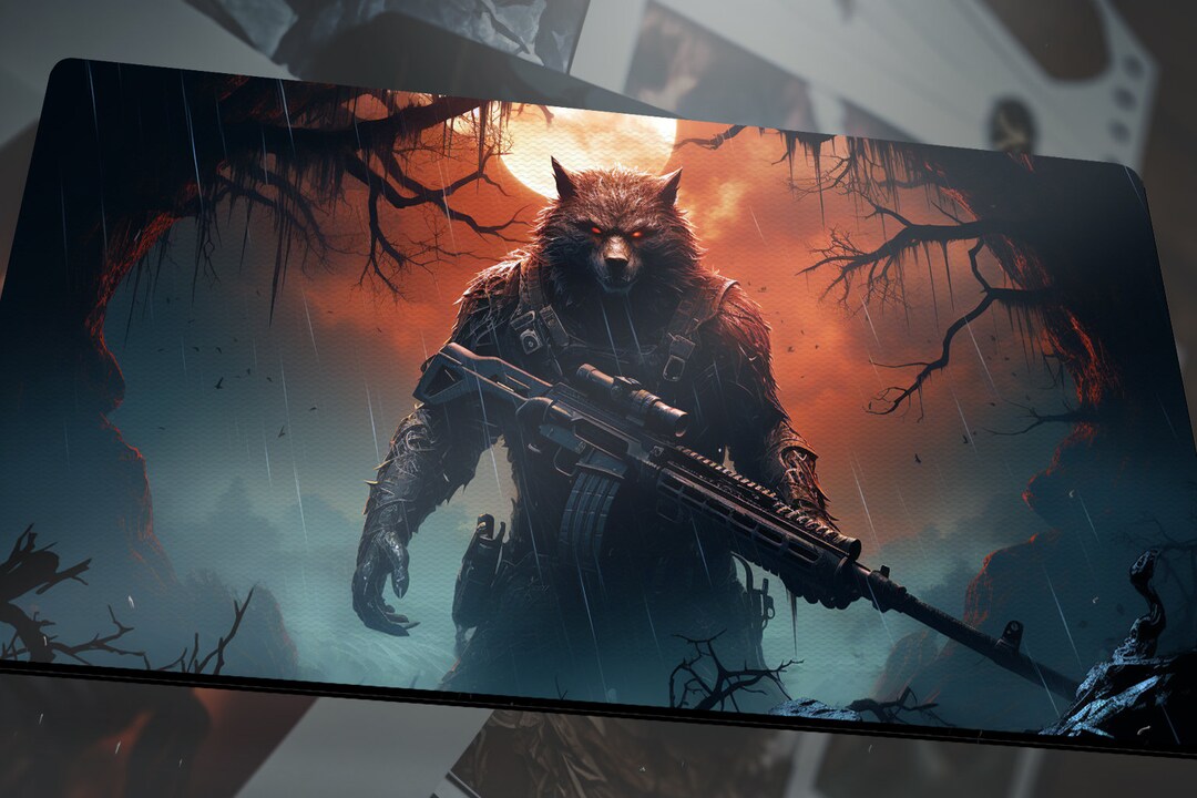 Werewolf Sci-fi Desk Mat MTG Creature Werewolf DND Accessory Gaming Mat ...