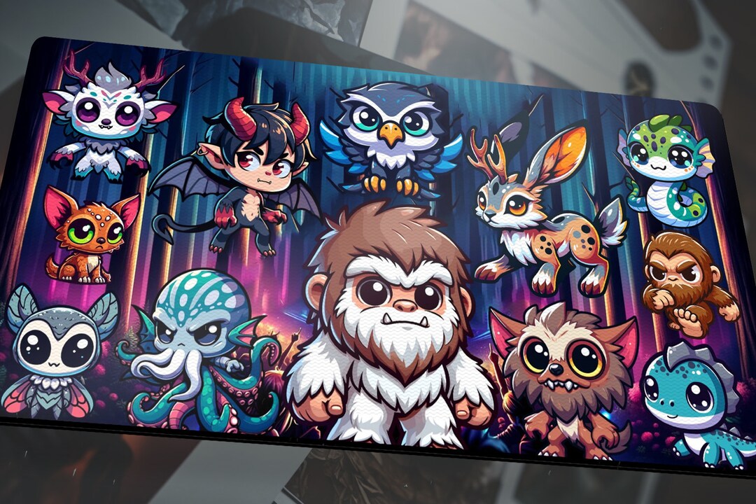 Cryptid Deskmat Big Foot Loch Ness Monster Yeti Abominable Sasquatch ...