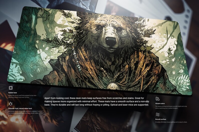 Spirit Bear Deskmat Roaring Earth MTG Forest Sage Bear Deskmat Summon ...