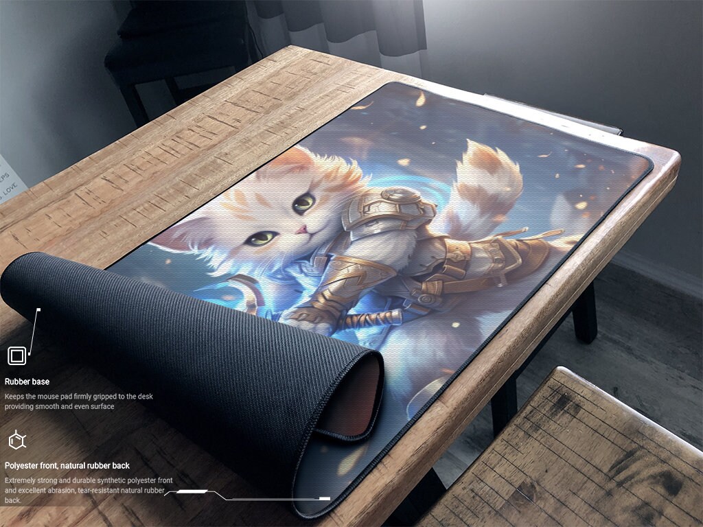 Paladin Cat Fighter Knight Playmat/magic Zone Playmat/rogue Cat Gaming ...