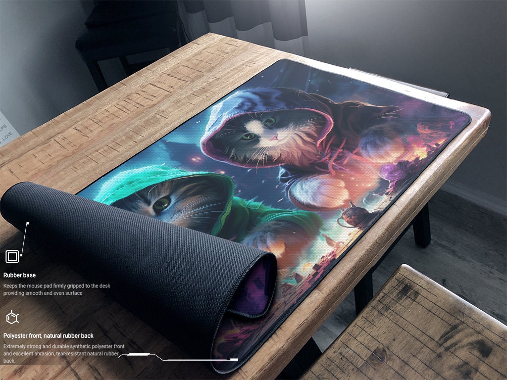 Travis's Cats Doing Magic Custom Cat Desk Mat/gaming Playmat for an ...